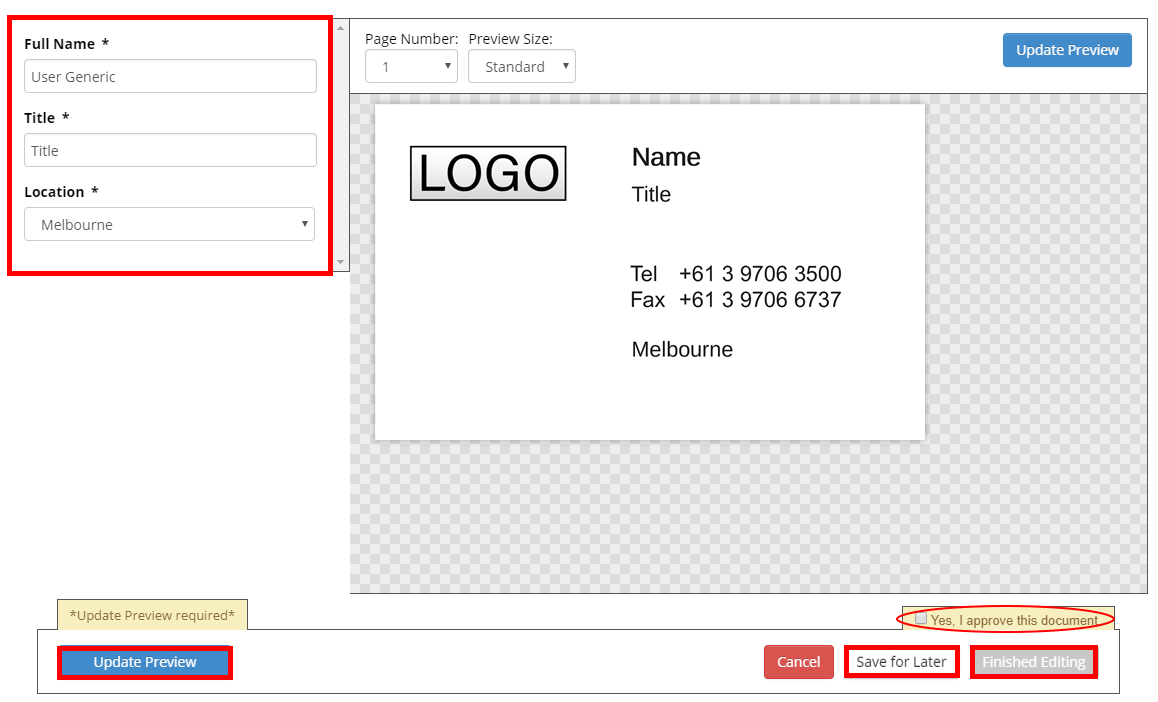 Customising Business Card